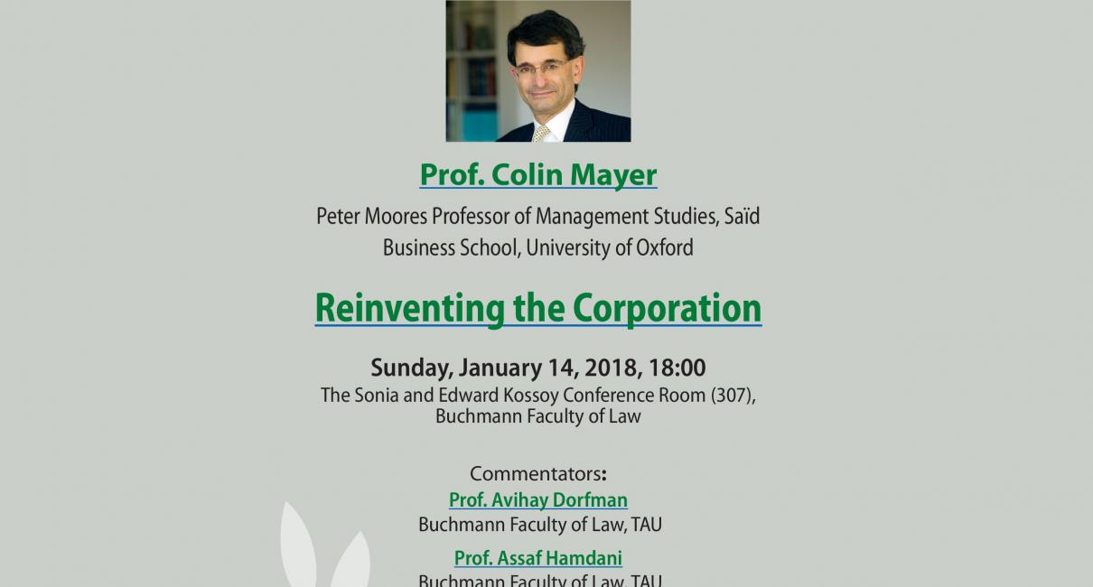 Safra Center Lecture: Prof. Colin Mayer - Reinventing the Corporation ...